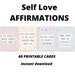 Printable Self Love Affirmation Cards, Self-love Flashcards for Self ...