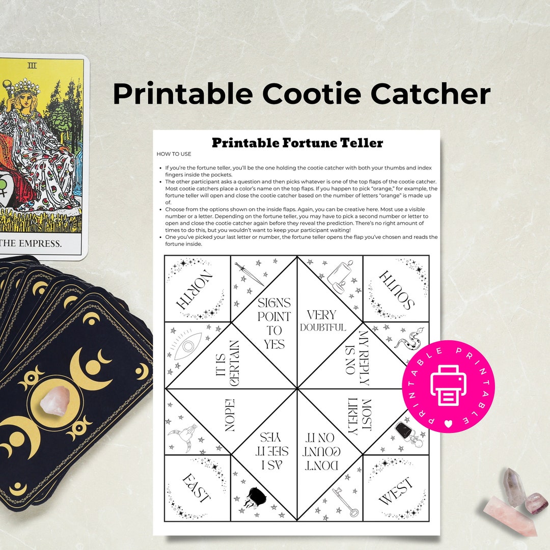 Printable Cootie Catcher, Fortune Teller Game PDF With Instructions ...