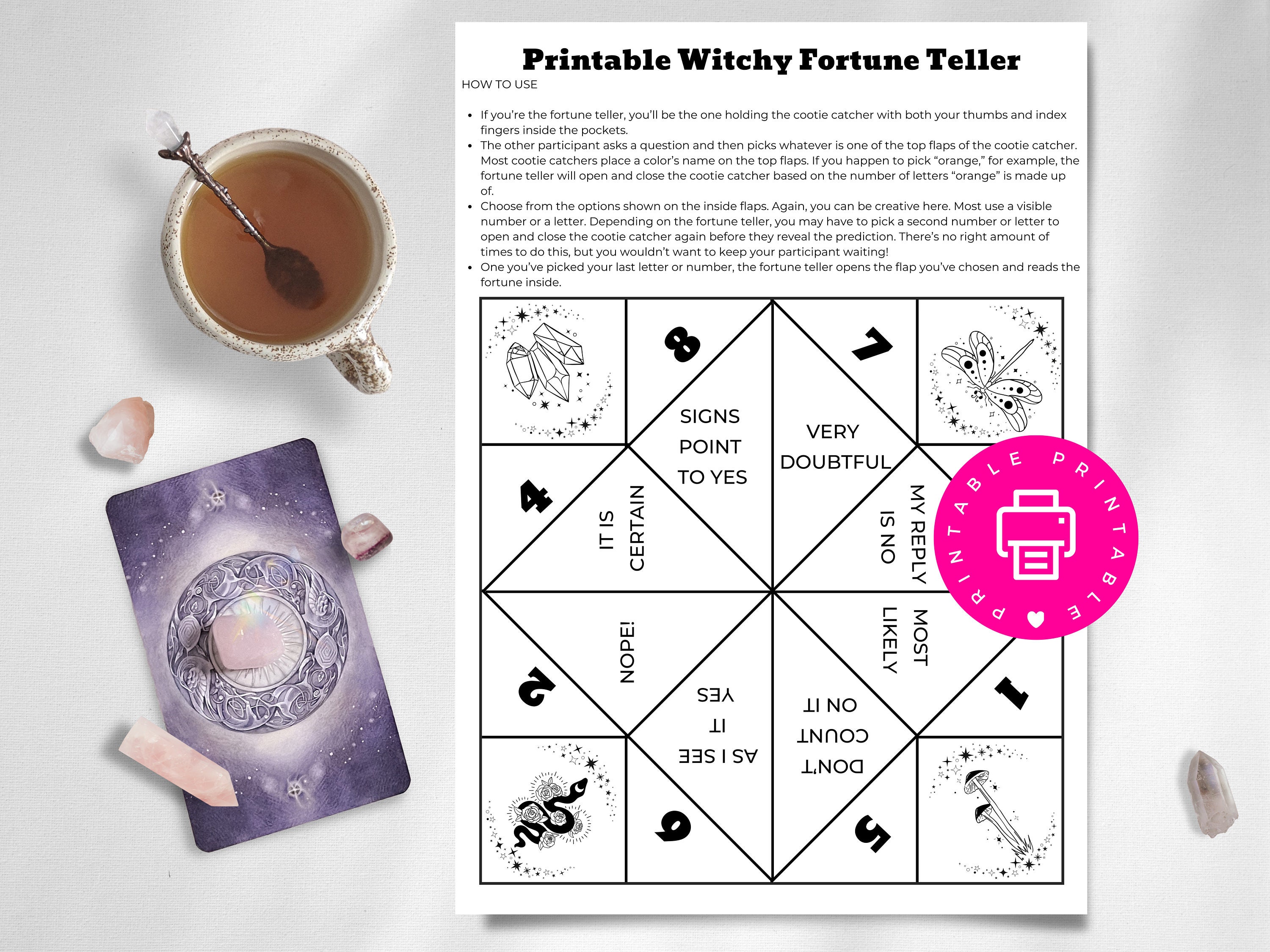 Halloween Cootie Catcher, Fortune Teller Cootie Catcher, Digital ...