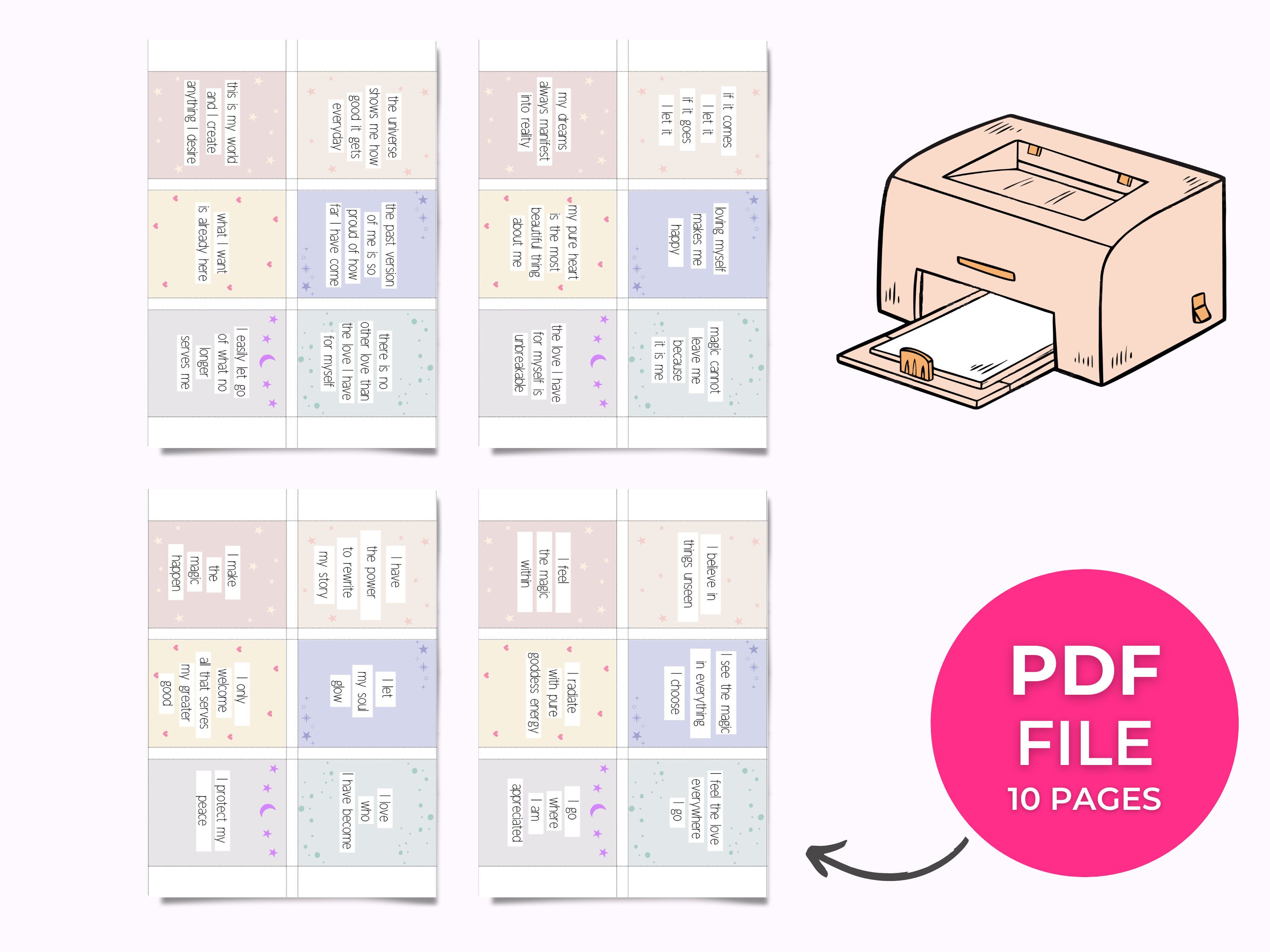 Printable Self Love Affirmation Cards, Self-love Flashcards for Self ...