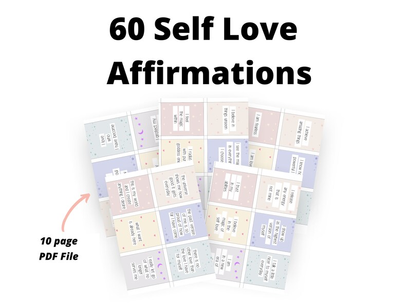 Printable Self Love Affirmation Cards, Self-love Flashcards for Self ...