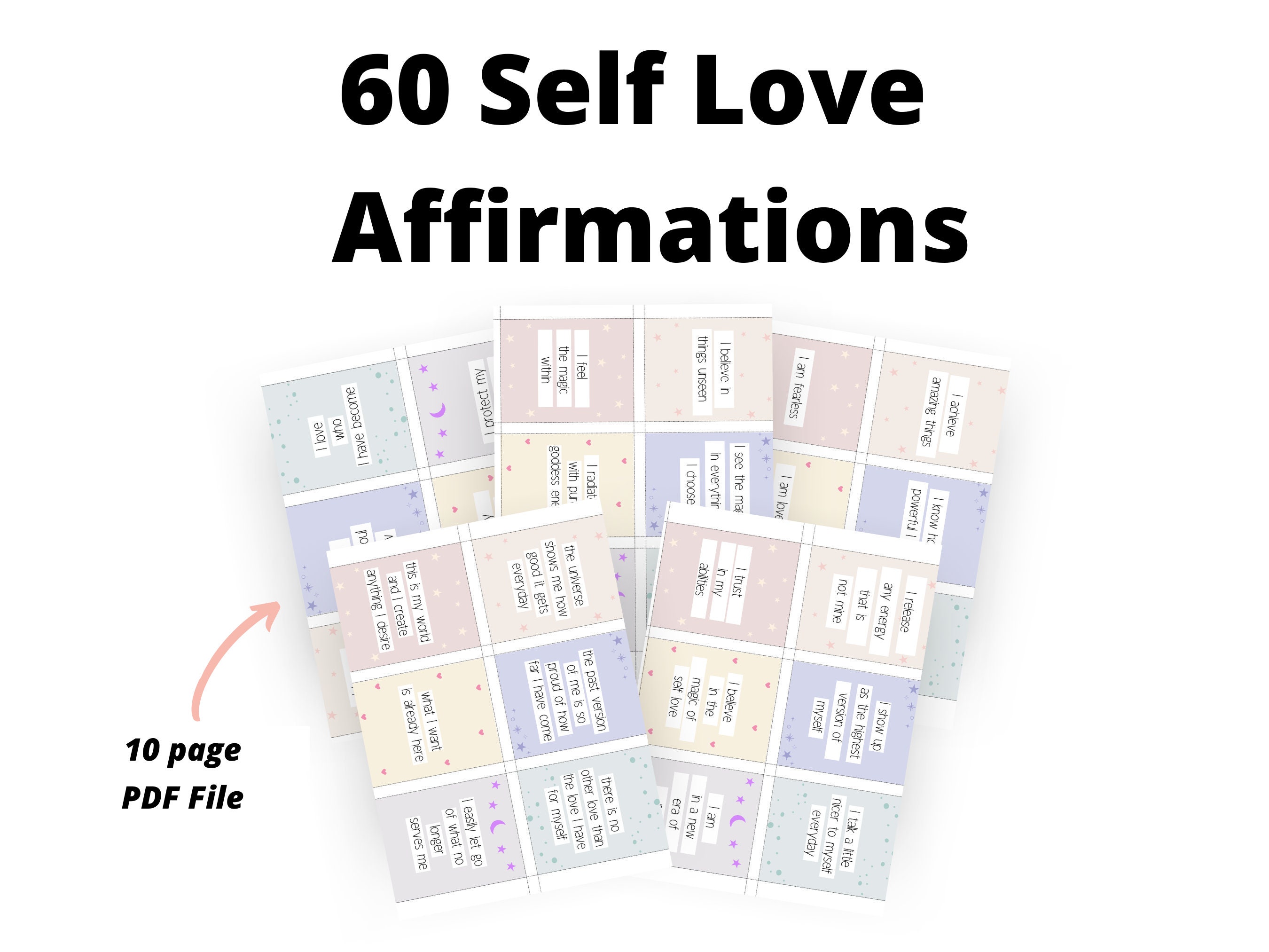Printable Self Love Affirmation Cards, Self-love Flashcards for Self ...