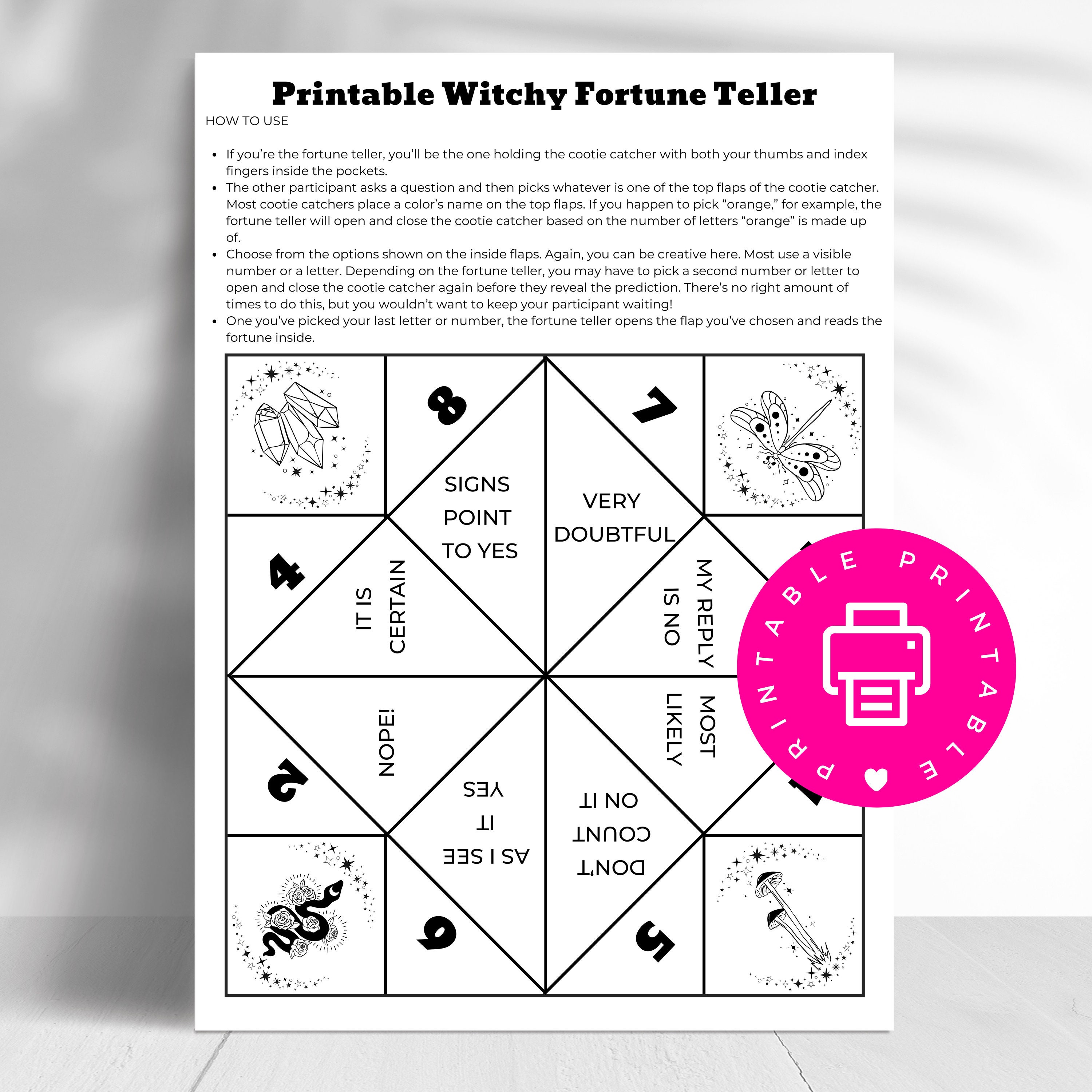 Halloween Cootie Catcher, Fortune Teller Cootie Catcher, Digital ...