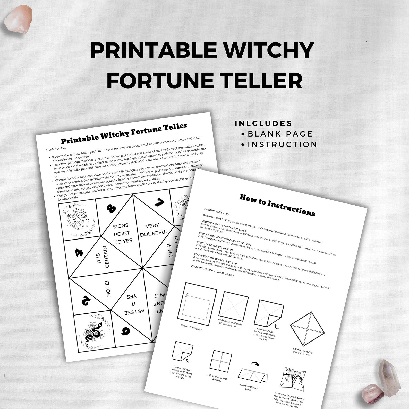 Halloween Cootie Catcher, Fortune Teller Cootie Catcher, Digital ...