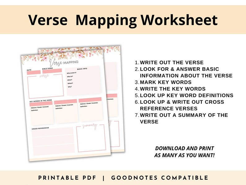 Verse Mapping | Bible Study Worksheets | Bible Journaling | Bible Verse ...