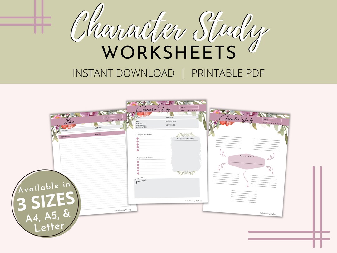 Character Bible Study Guide | Bible Character Worksheets | Bible ...