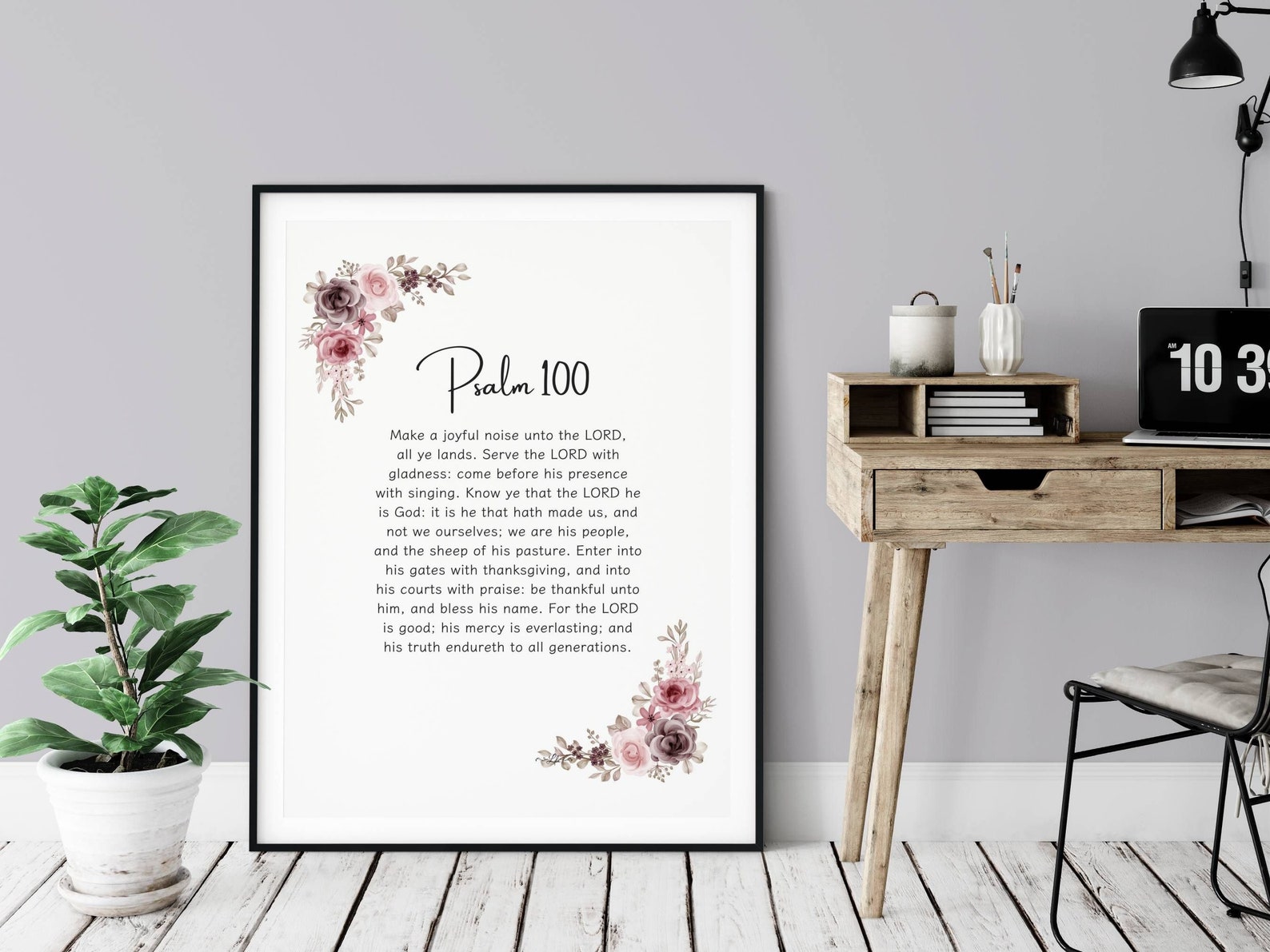Psalm 100 Bible Verse Wall Art Scripture Wall Art Christian Decor Bible ...