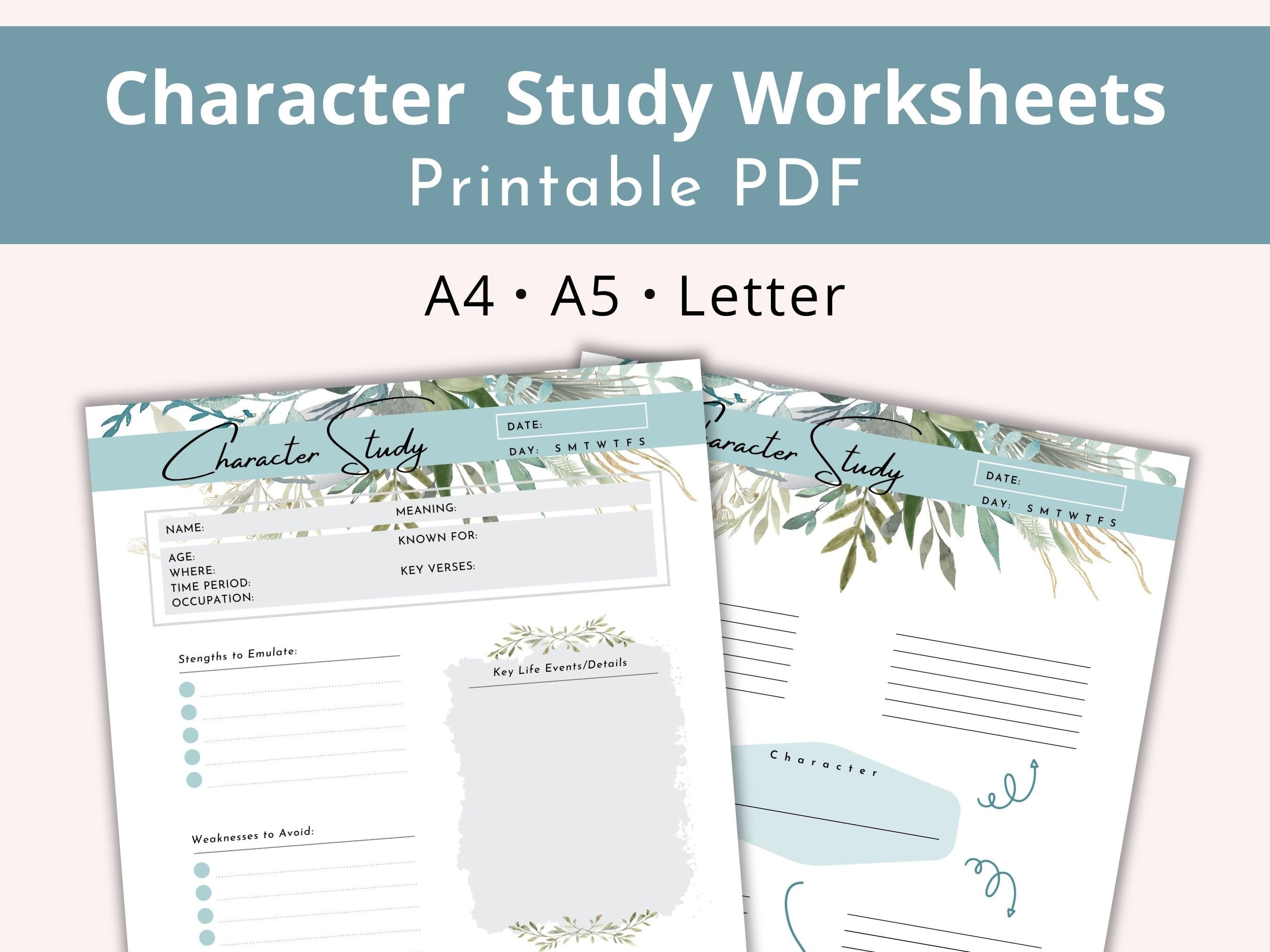 Character Bible Study Guide Bible Character Worksheets - Etsy