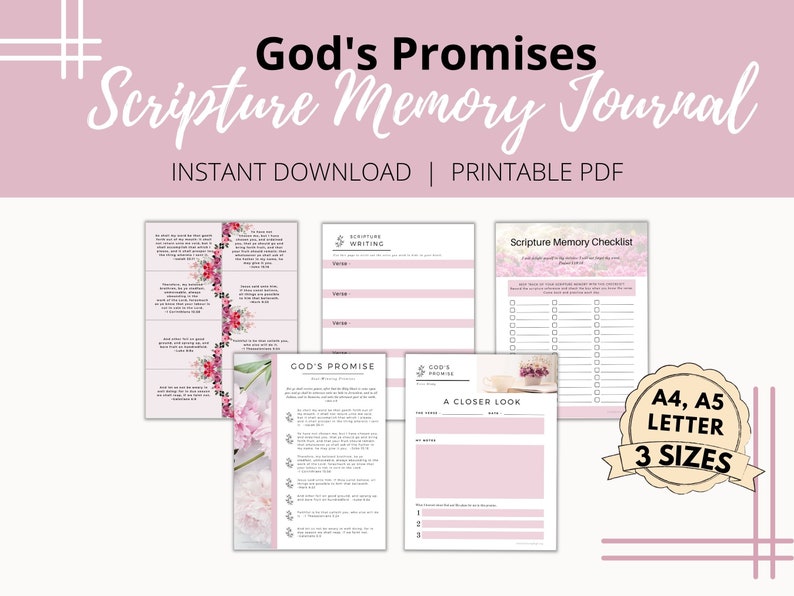 God's Promises Scripture Memory Journal: Bible Verse Cards (digital ...