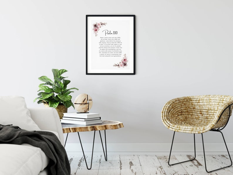 Psalm 100 Bible Verse Wall Art Scripture Wall Art Christian Decor Bible ...
