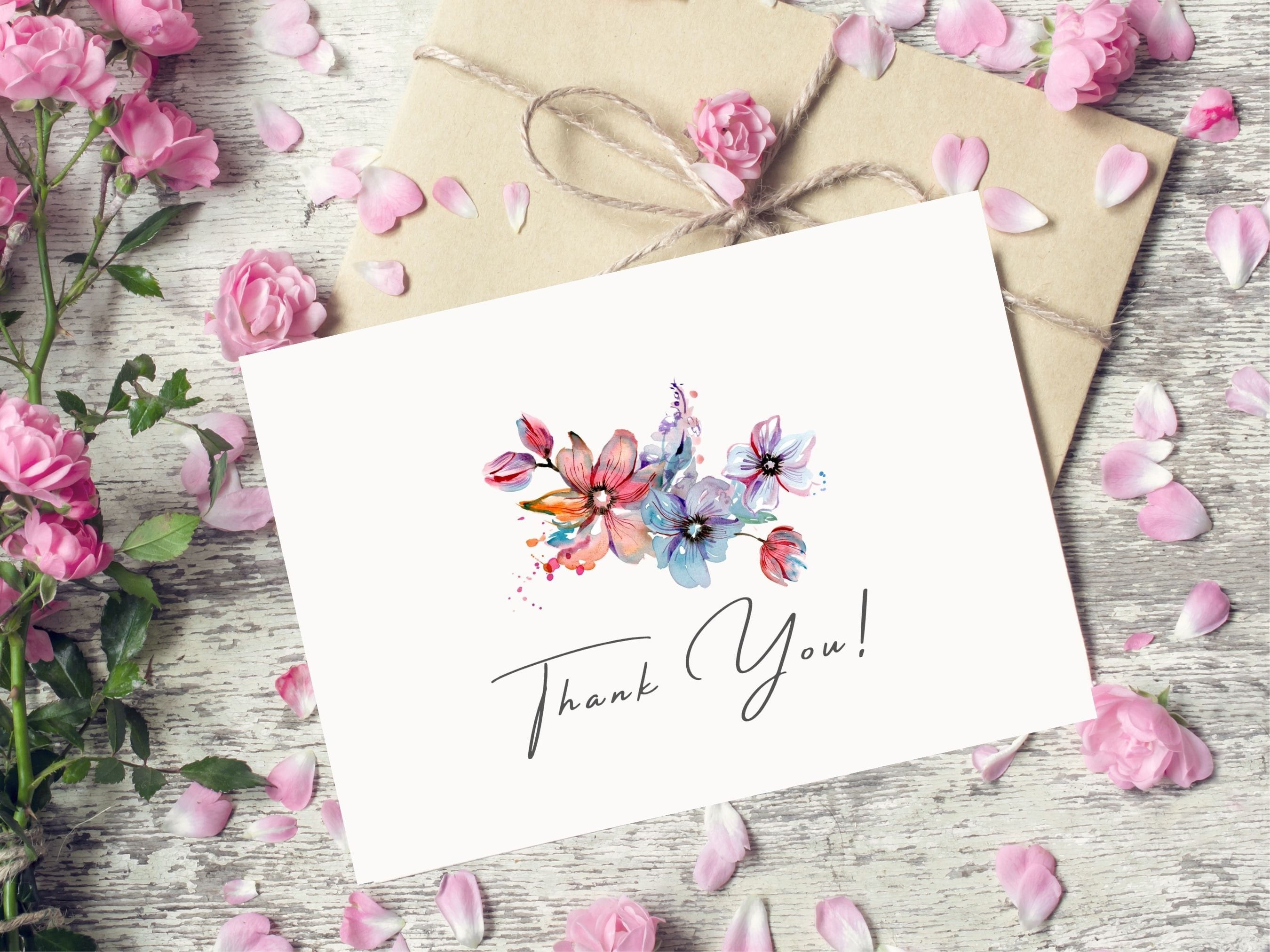 Set of 5 Printable Thank You Card | Folded Greeting Cards | Instant ...