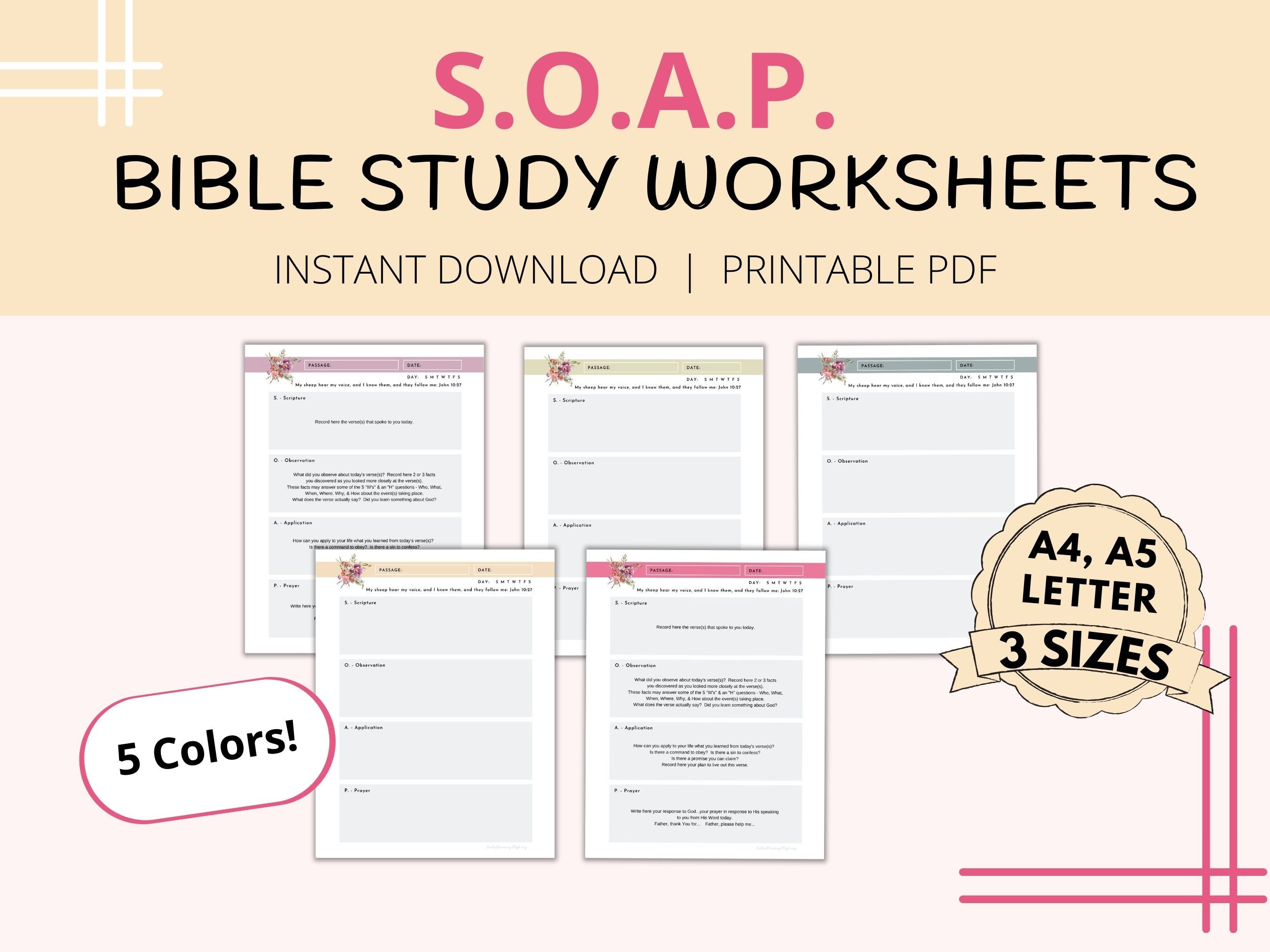 S.O.A.P. Bible Study Worksheet, Bible Study Guide, Journaling ...