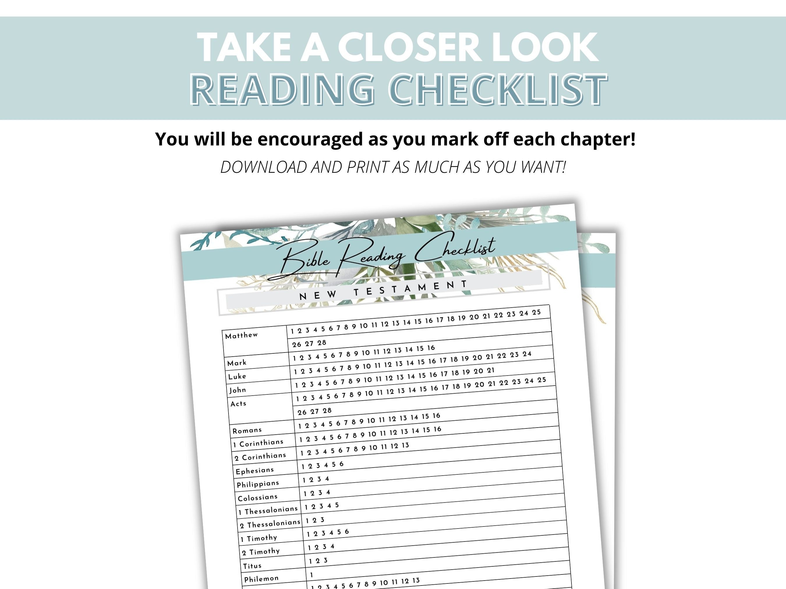 Bible Reading Checklist | Bible Reading Tracker | Bible Reading Plan ...