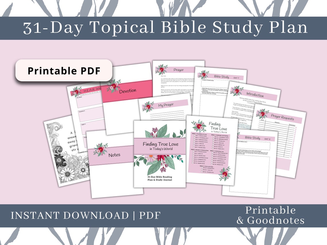 True Love Bible Study Journal Bible Reading Plan Printable Digital ...