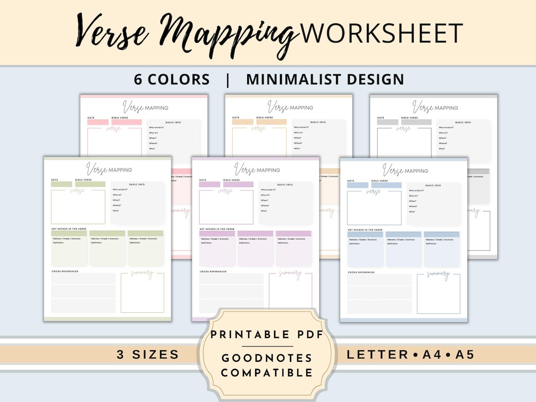 Bible Verse Mapping | Bible Study Worksheets | Bible Journaling | Bible ...