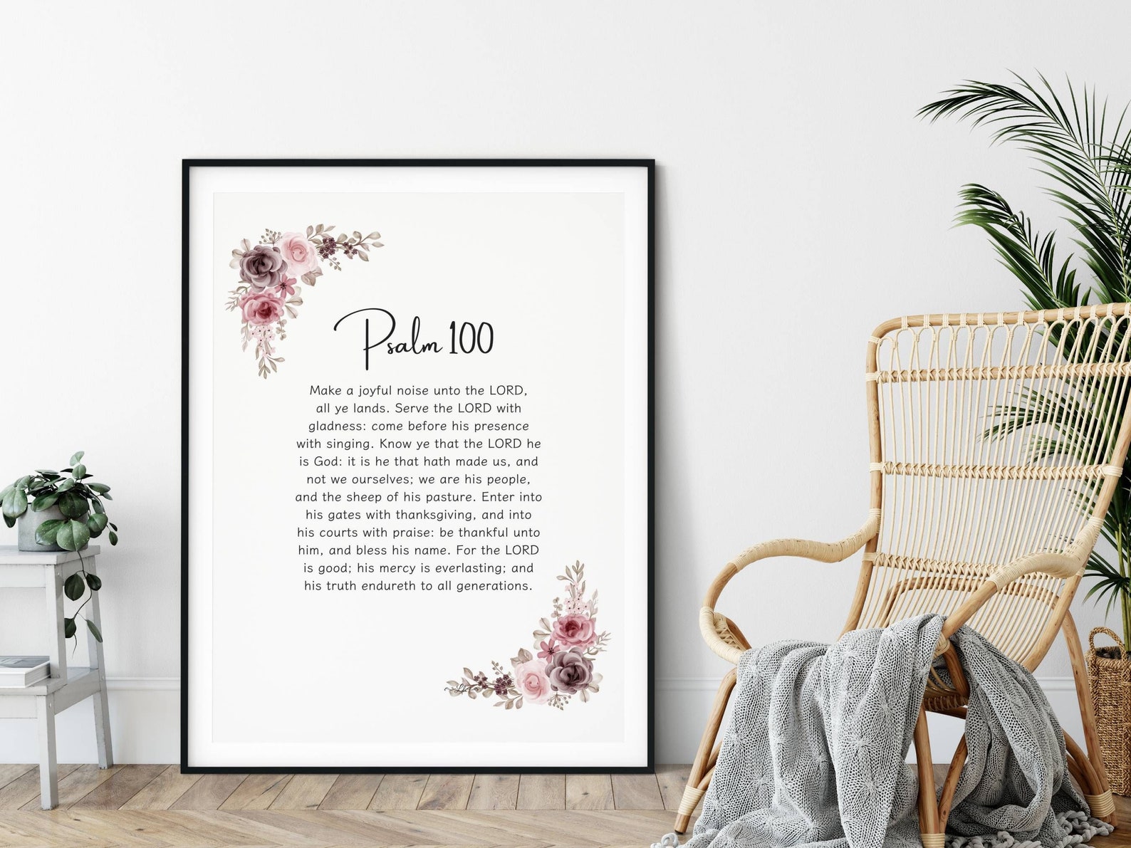 Psalm 100 Bible Verse Wall Art Scripture Wall Art Christian Decor Bible ...