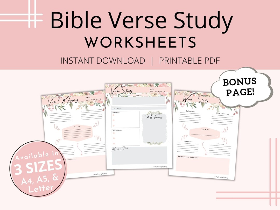 Bible Verse Study Guide: Printable Verse Mapping Journal (A4, A5 ...
