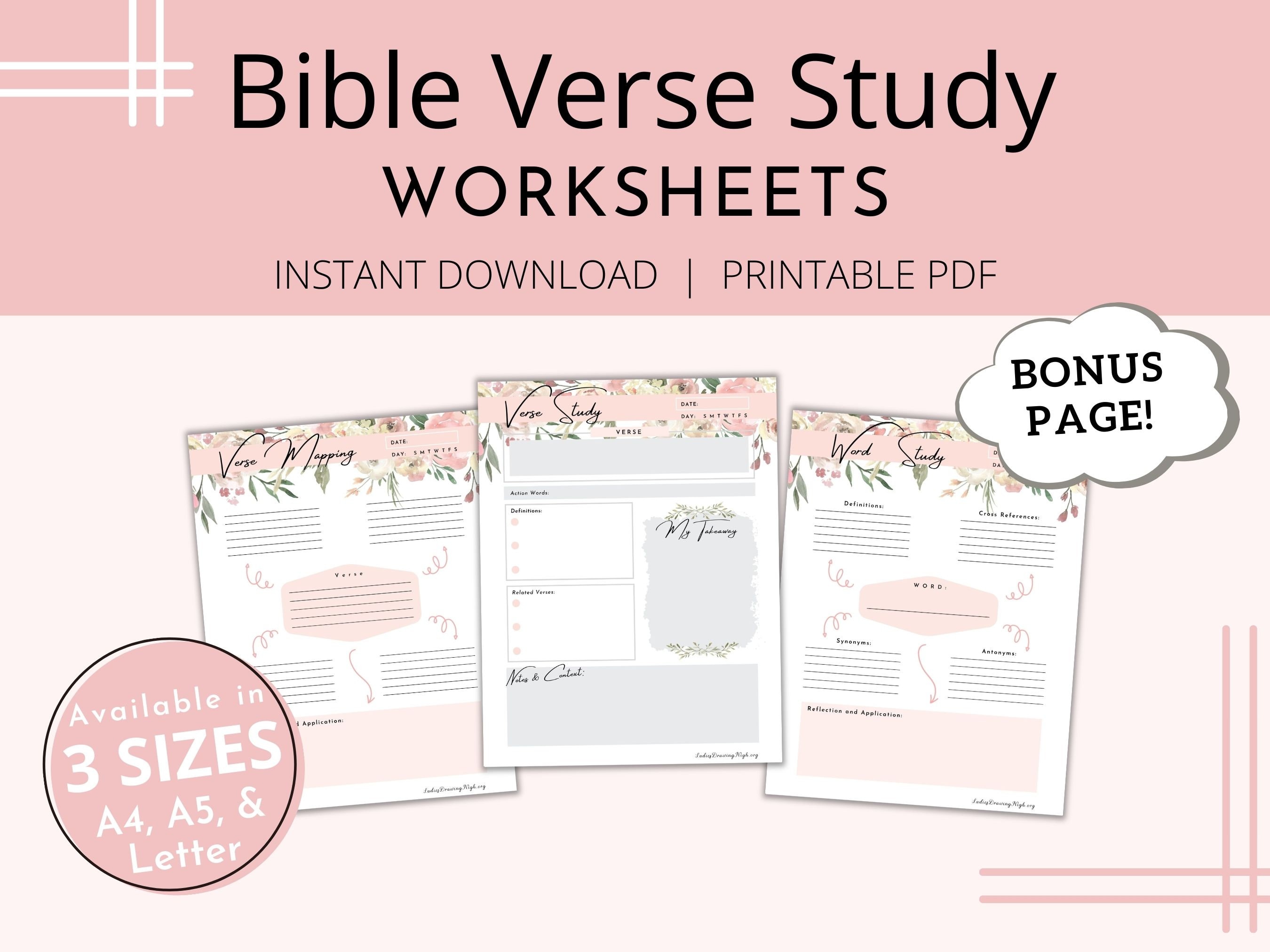 Bible Verse Study Guide: Printable Verse Mapping Journal (A4, A5 ...