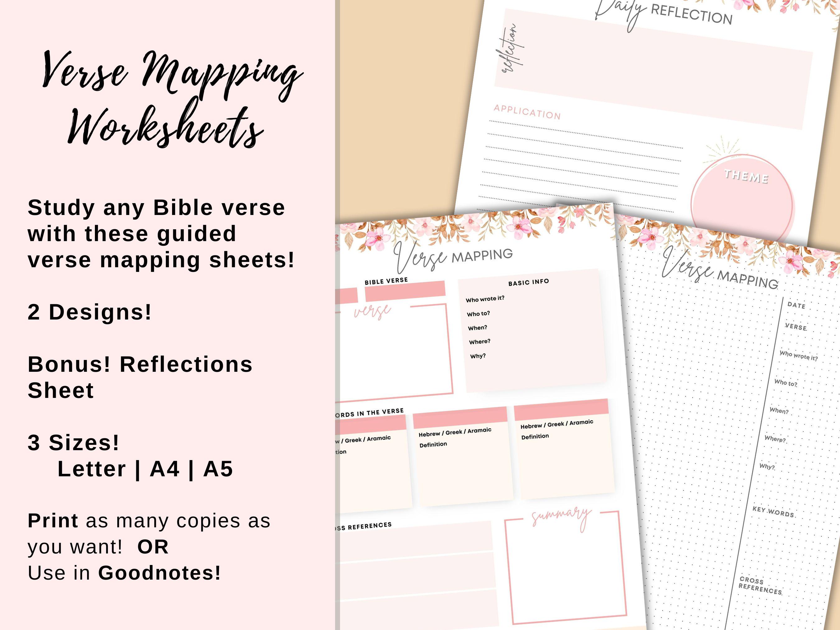 Verse Mapping | Bible Study Worksheets | Bible Journaling | Bible Verse ...