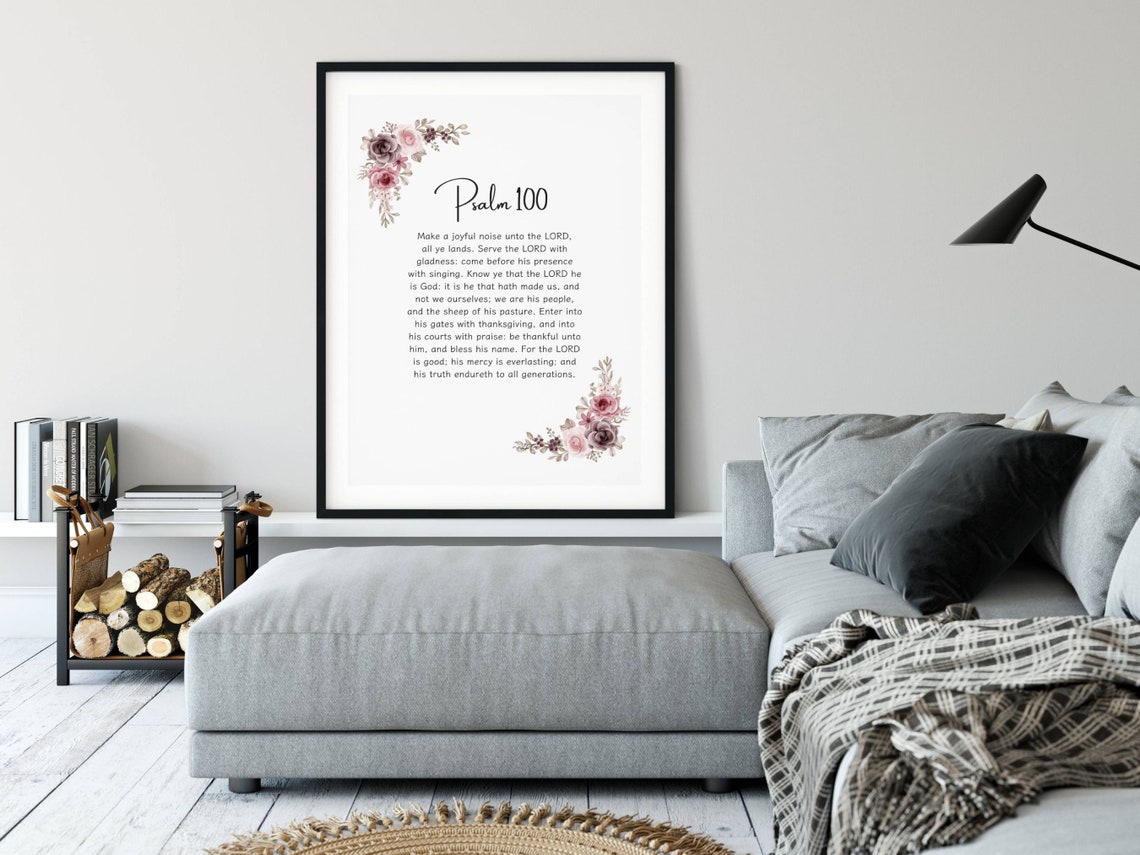 Psalm 100 Bible Verse Wall Art Scripture Wall Art Christian Decor Bible ...