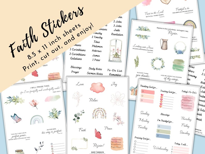 Faith Stickers Printable Pack | Journal Stickers | Faith Planner ...