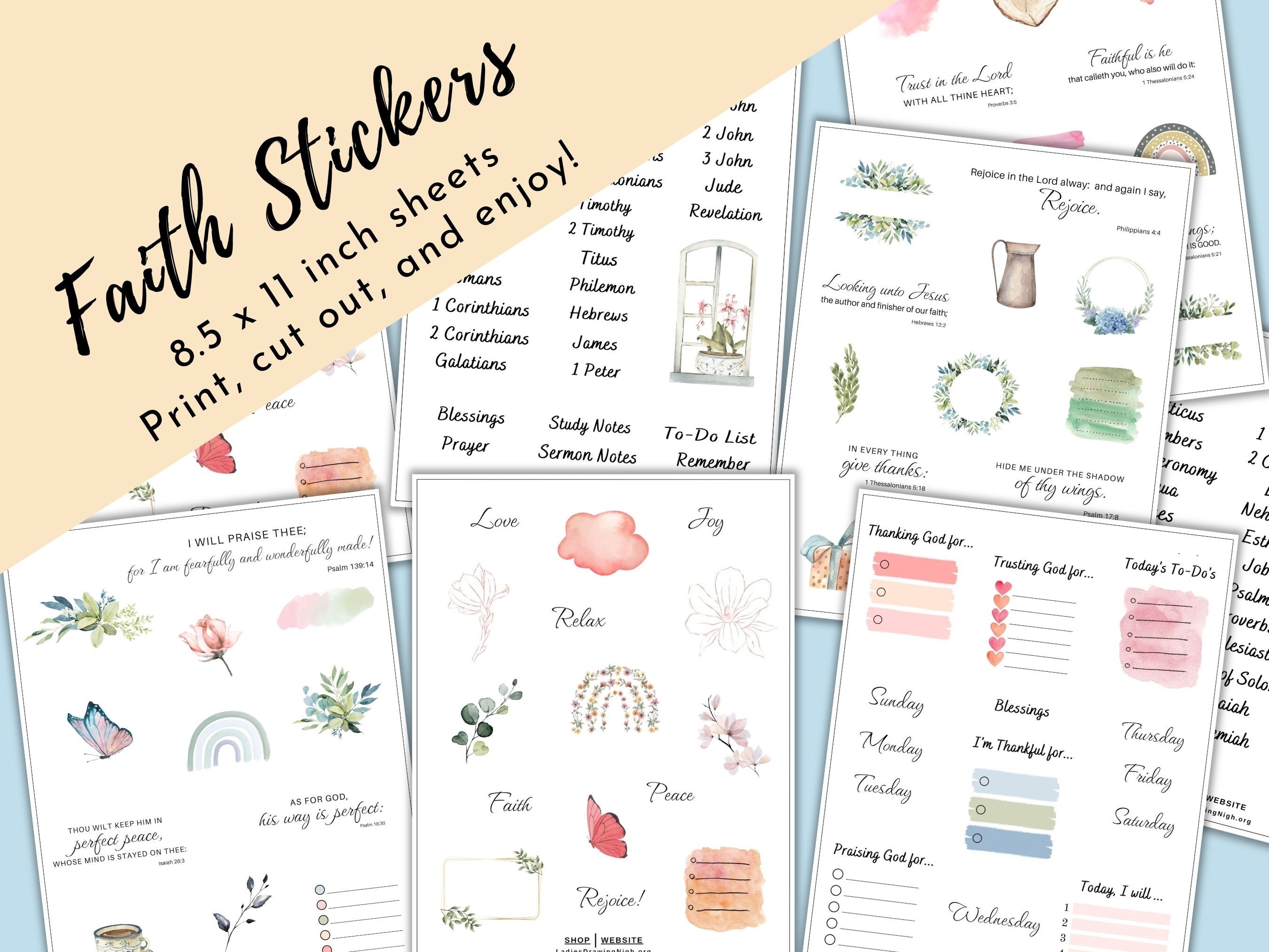 Faith Stickers Printable Pack | Journal Stickers | Faith Planner ...