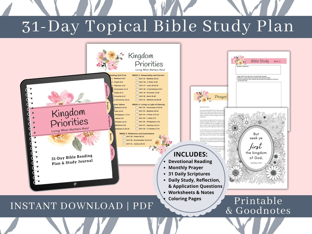 Kingdom Priorities Bible Study Journal Bible Reading Plan Digital Bible ...