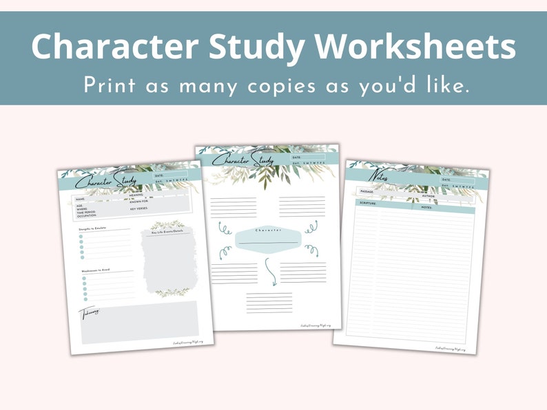 Character Bible Study Guide Bible Character Worksheets - Etsy