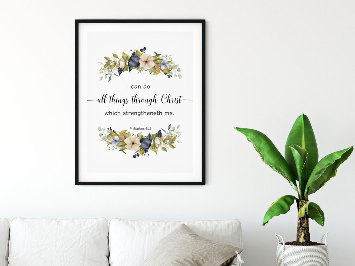 Philippians 4:13 Bible Verse Wall Art Scripture Wall Art - Etsy