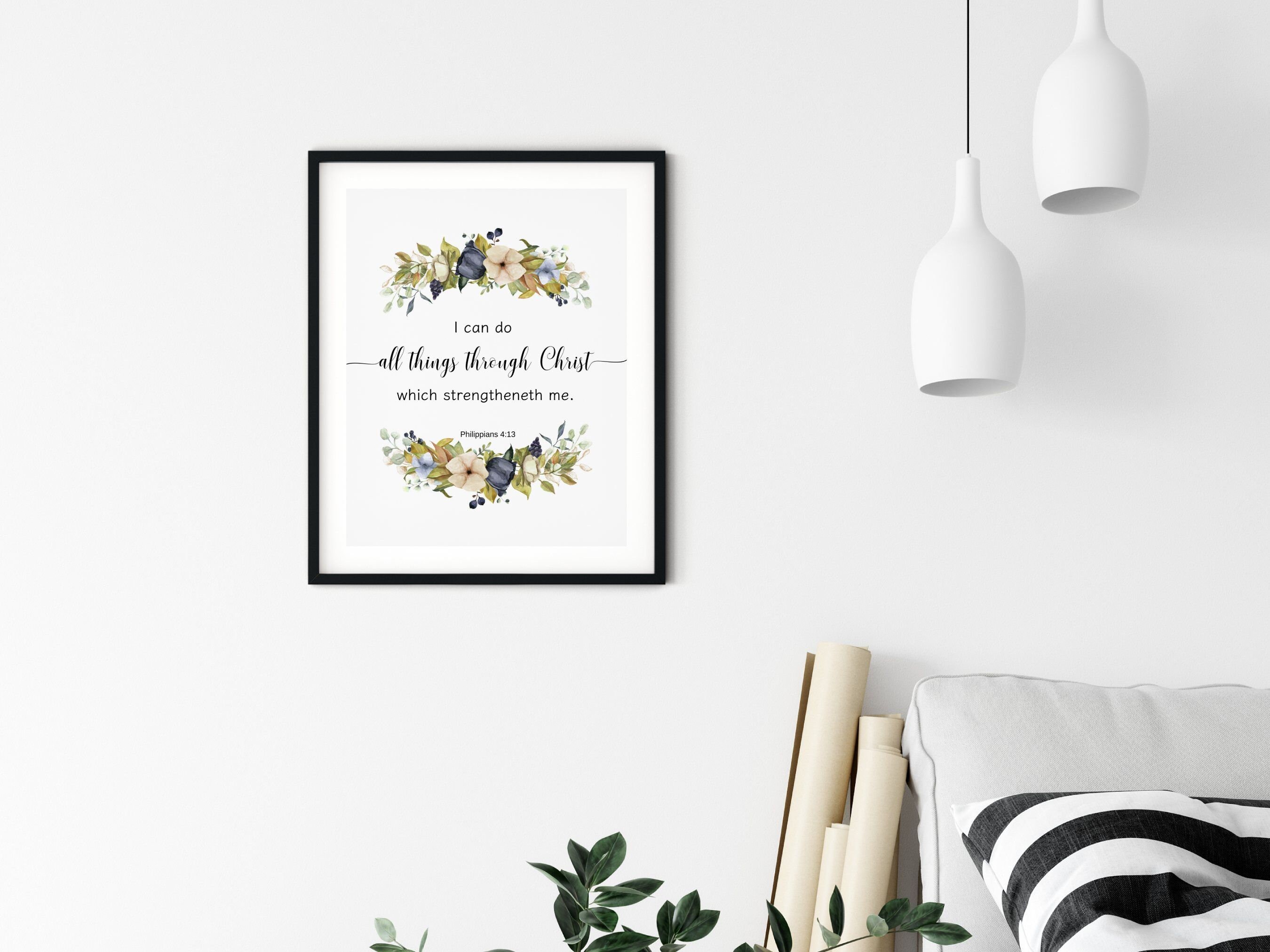 Philippians 4:13 Bible Verse Wall Art Scripture Wall Art - Etsy