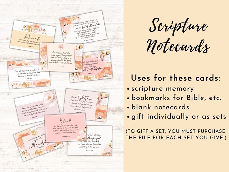 Scripture Note Cards | Bible Verse Cards | Memory Verse Cards | Bible ...