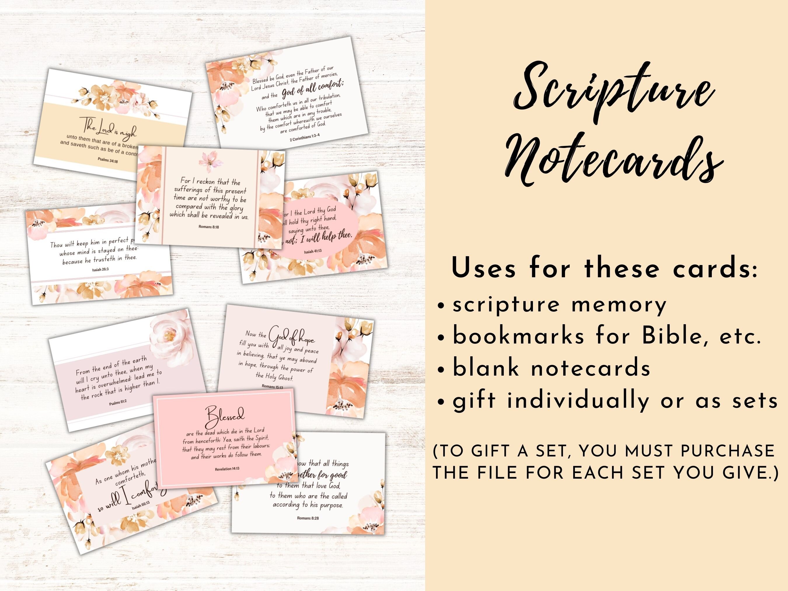 Scripture Note Cards Bible Verse Cards Memory Verse Cards Bible ...