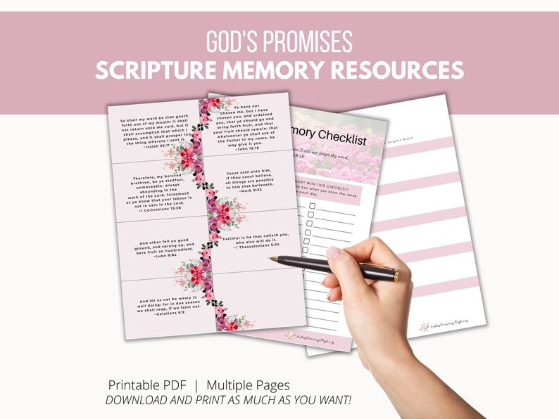God's Promises Scripture Memory Journal: Bible Verse Cards (digital ...