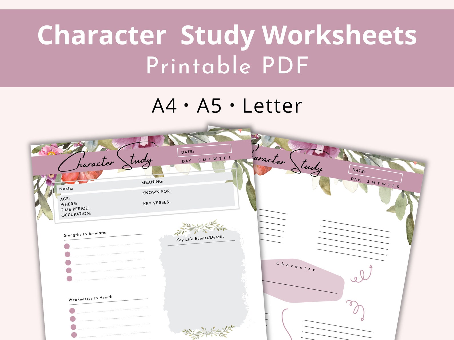 Character Bible Study Guide | Bible Character Worksheets | Bible ...