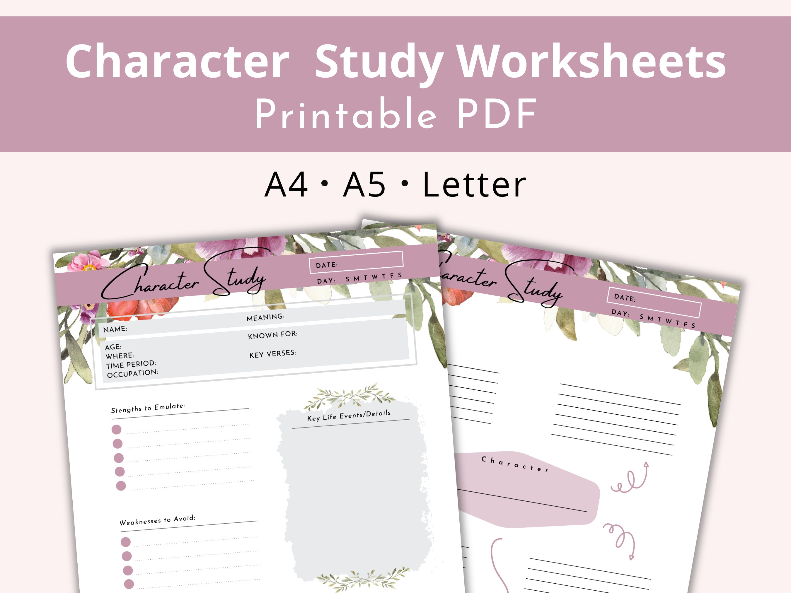 Character Bible Study Guide | Bible Character Worksheets | Bible ...
