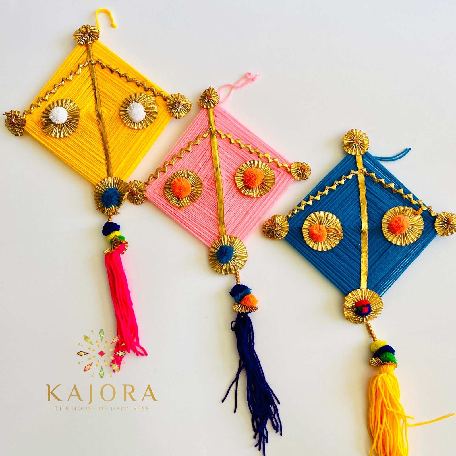 Kites- Set of 5|indian Kite Decor|woolen Kite|mehendi Decor|haldi Decor ...
