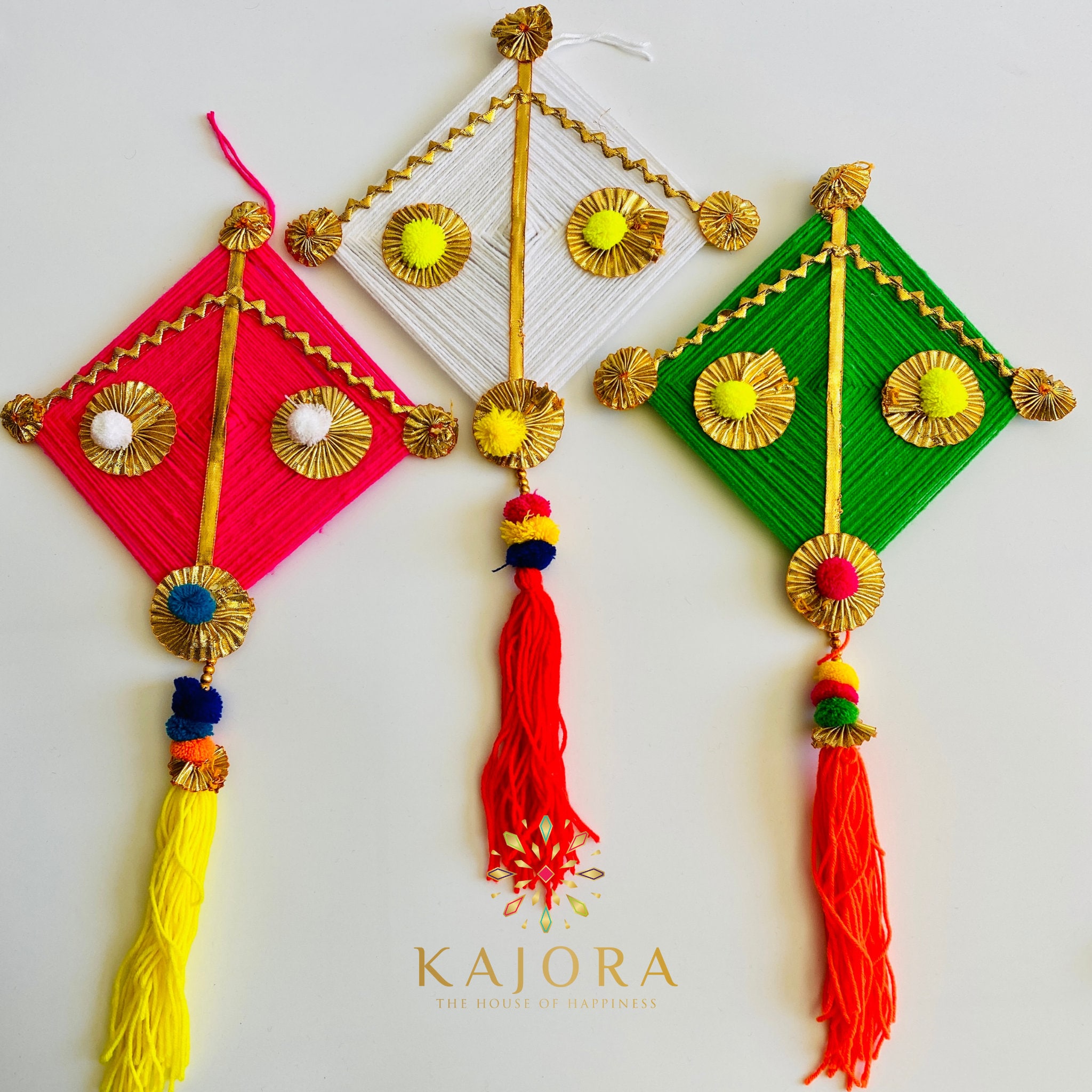 Kites- Set of 5|indian Kite Decor|woolen Kite|mehendi Decor|haldi Decor ...