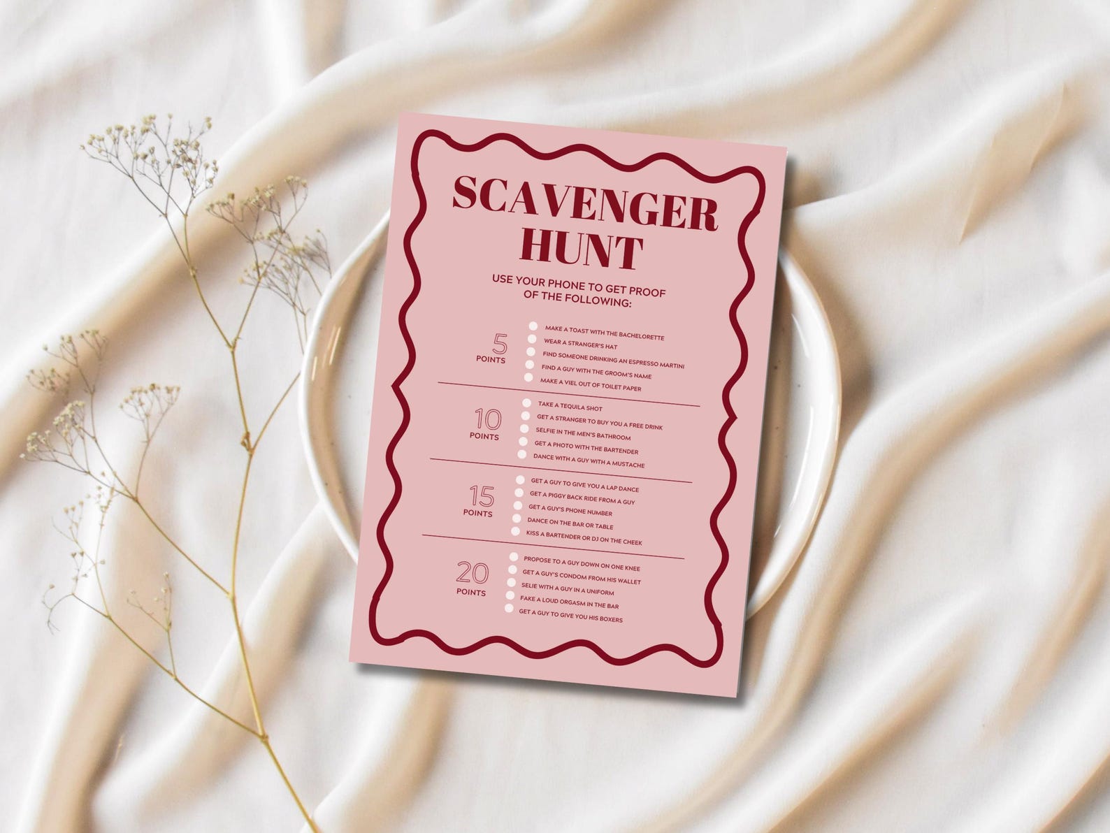 Scavenger Hunt | Modern Hens & Bridal Shower Party Games | Bachelorette ...