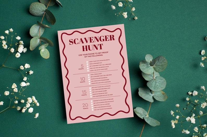 Scavenger Hunt | Modern Hens & Bridal Shower Party Games | Bachelorette ...