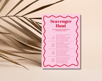 Scavenger Hunt Modern Hens & Bridal Shower Party Games Bachelorette ...