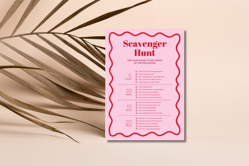 Scavenger Hunt Modern Hens & Bridal Shower Party Games Bachelorette ...