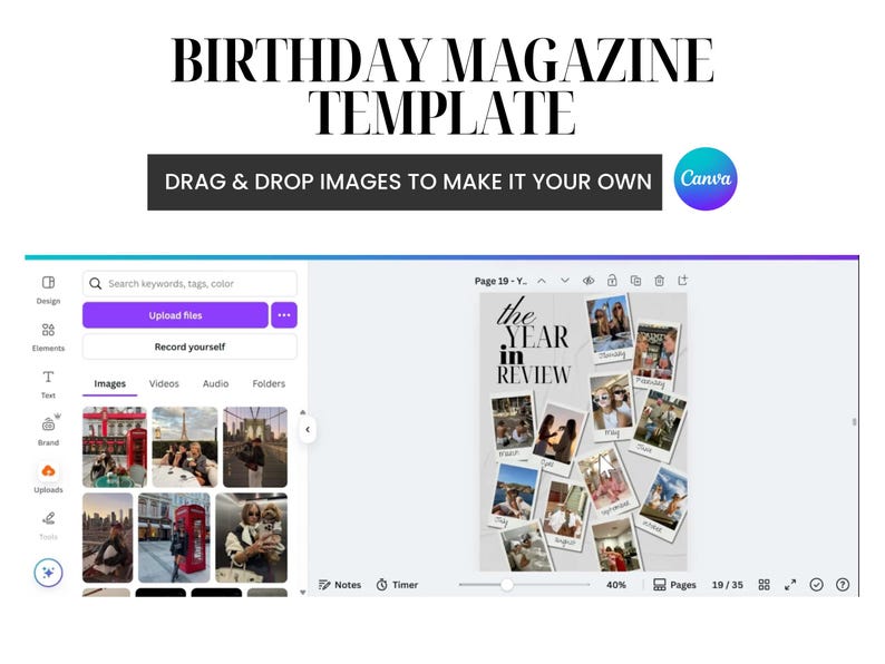 Canva Birthday Magazine Template | Personalized Custom Birthday Gift ...