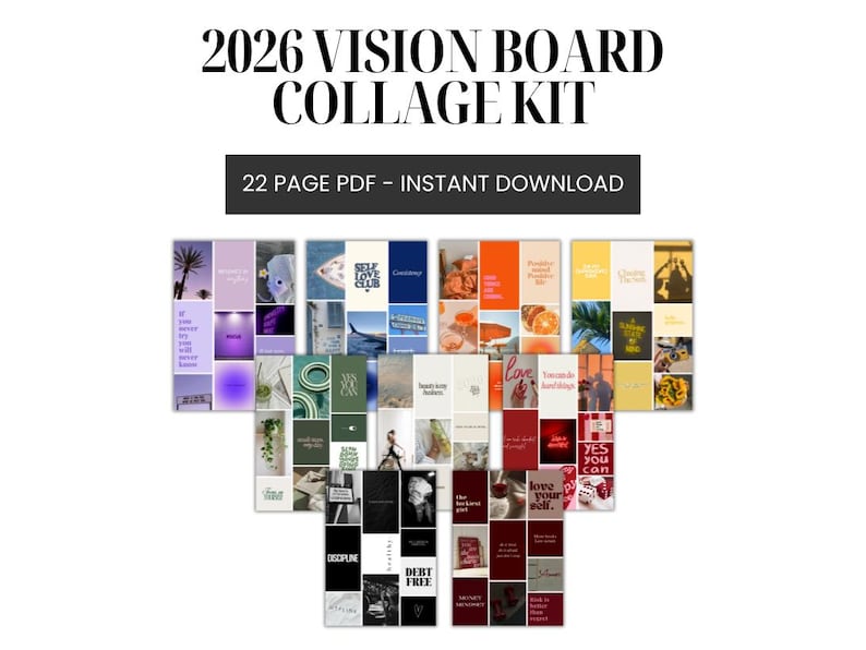 2026 Vision Board Collage Kit | Printable Mood Board & Scrapbook Images ...