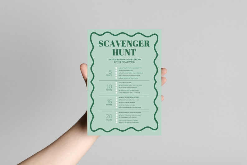 Scavenger Hunt | Modern Hens & Bridal Shower Party Games | Bachelorette ...