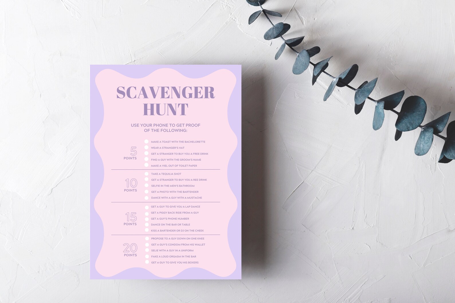 Scavenger Hunt | Modern Hens & Bridal Shower Party Games | Bachelorette ...