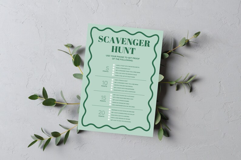 Scavenger Hunt | Modern Hens & Bridal Shower Party Games | Bachelorette ...