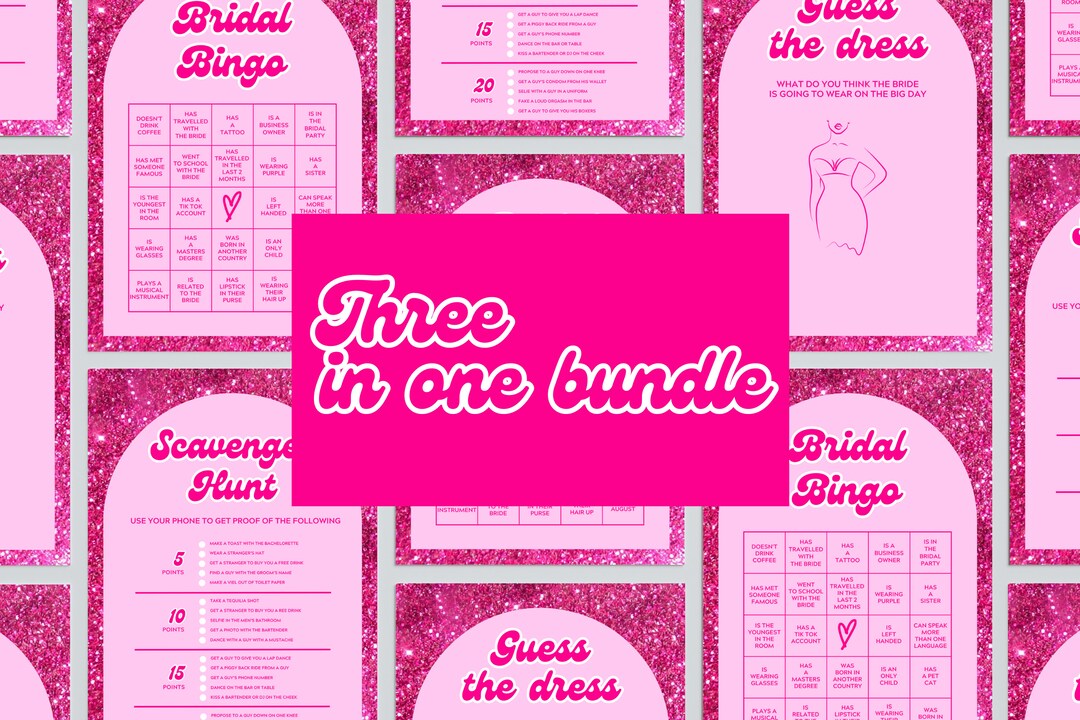 3 Games | Barbie Inspired | Hens & Bridal Shower Party Games Bundle ...