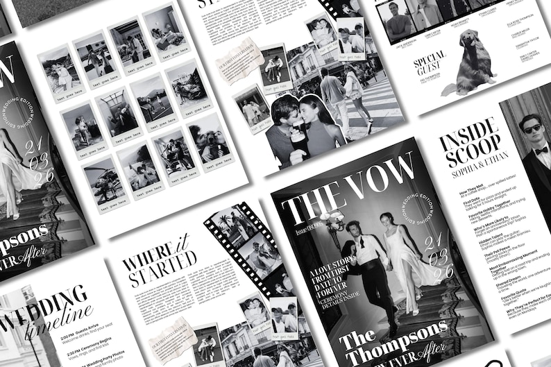 Wedding Magazine Template Canva | Editable Wedding Program | Custom ...