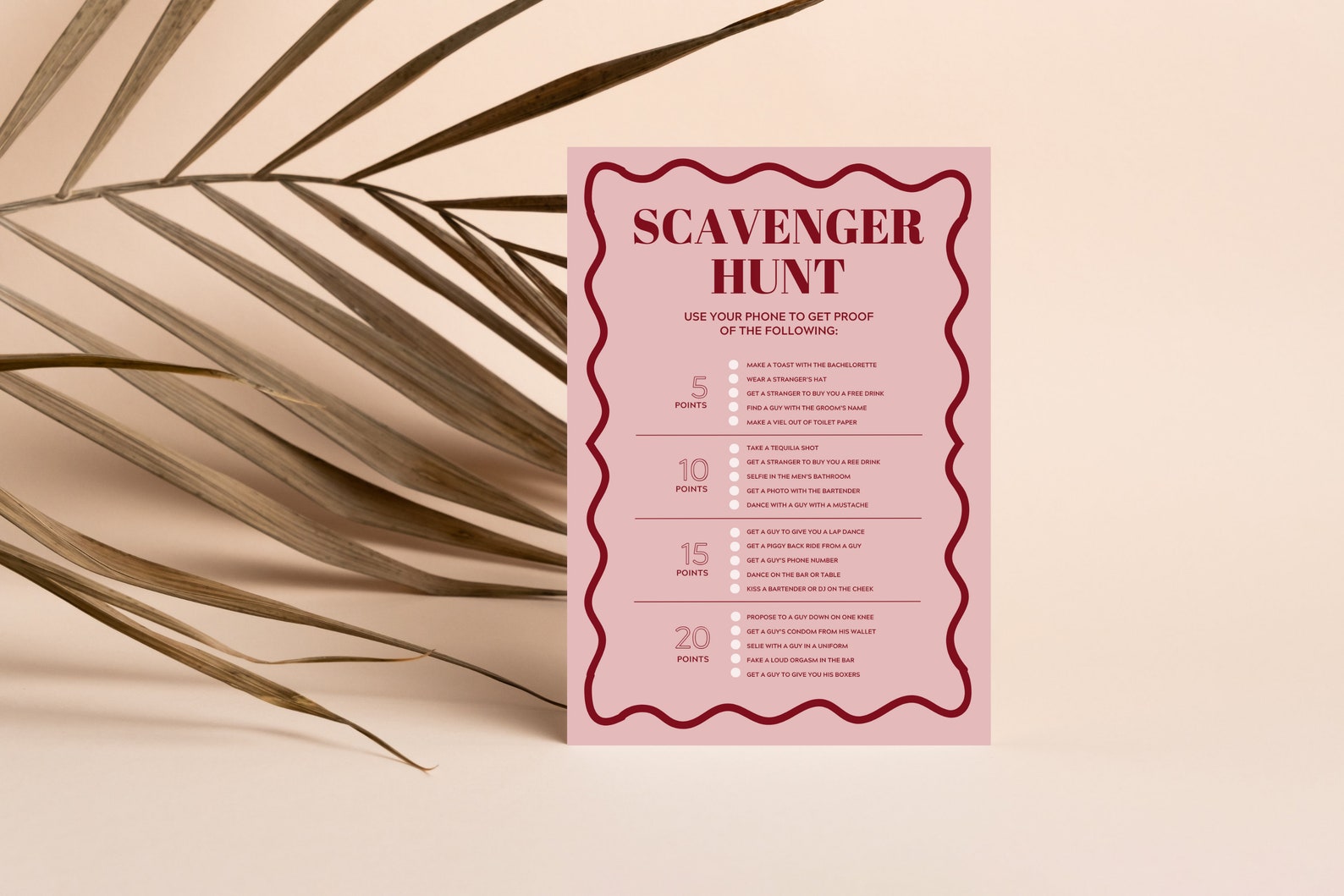 Scavenger Hunt | Modern Hens & Bridal Shower Party Games | Bachelorette ...