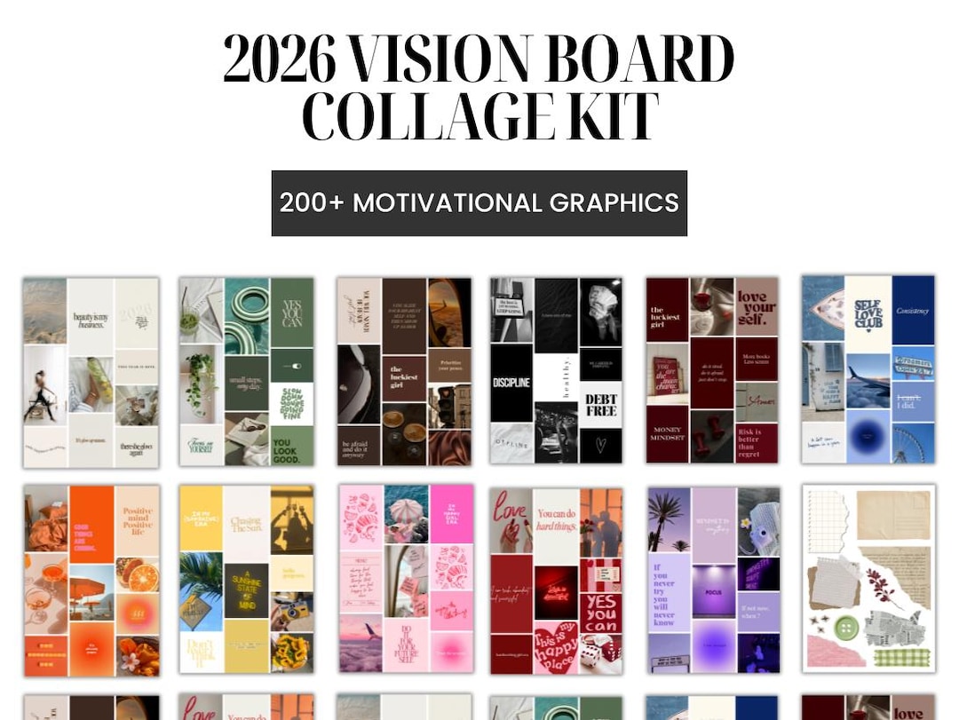 2026 Vision Board Collage Kit | Printable Mood Board & Scrapbook Images ...